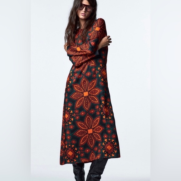 Zara | Dresses | Zara 6s Vintage Flower Child Maxi Modest Hijab Midi ...